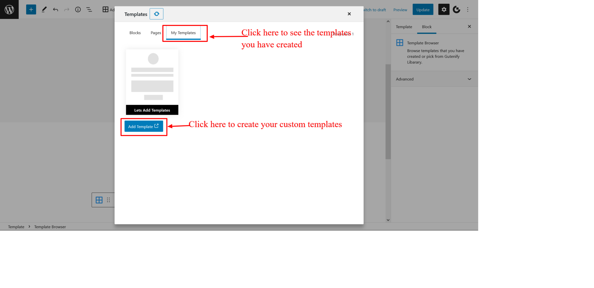 What are Templates? How do we add Templates in our page/posts? - Gutenify